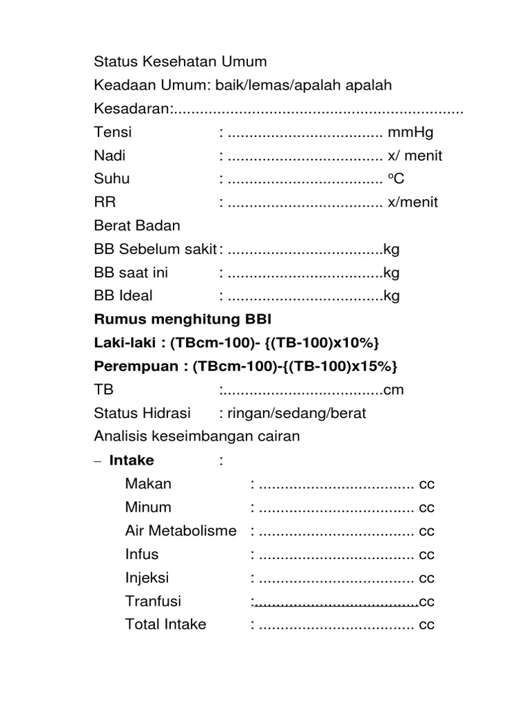 Rumus Menghitung Bbi Laki-Laki: (Tbcm-100) - ( (Tb-100) X10%) Perempuan ...
