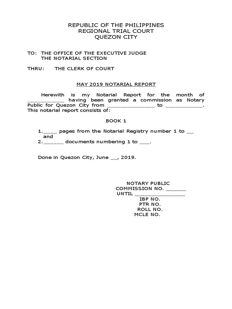 Notarial Report Template | PDF
