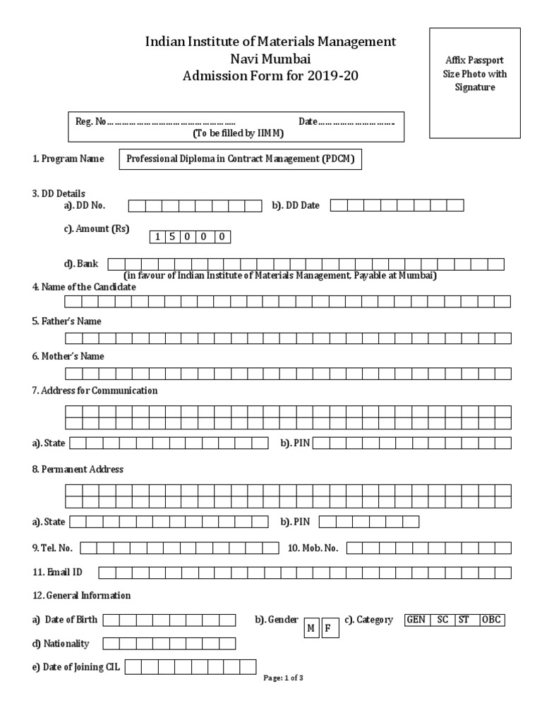 Application Form Iimm Iicm | PDF | Government Information | Government