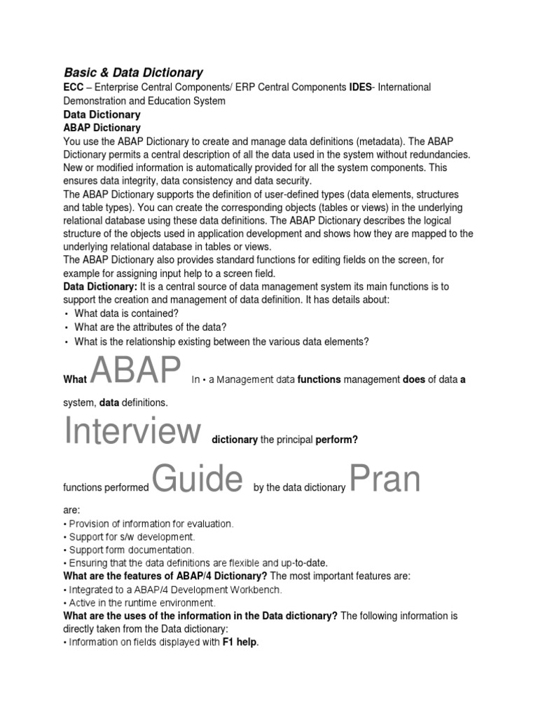 ABAP Complete Interview Guide | PDF | Databases | Database Index