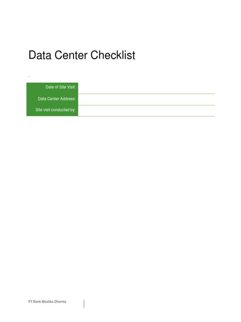 Data Center Checklist | PDF | Data Center | Service Level Agreement