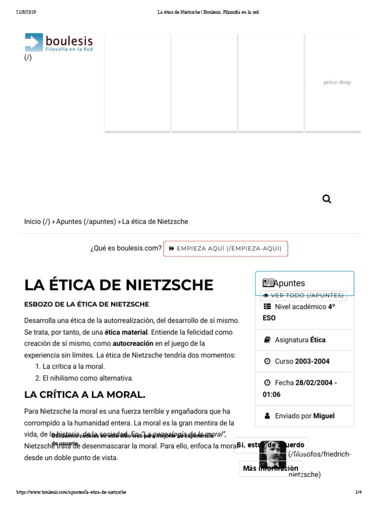 La Ética de Nietzsche - Boulesis, Filosofía en La Red | PDF | Friedrich Nietzsche | Moralidad