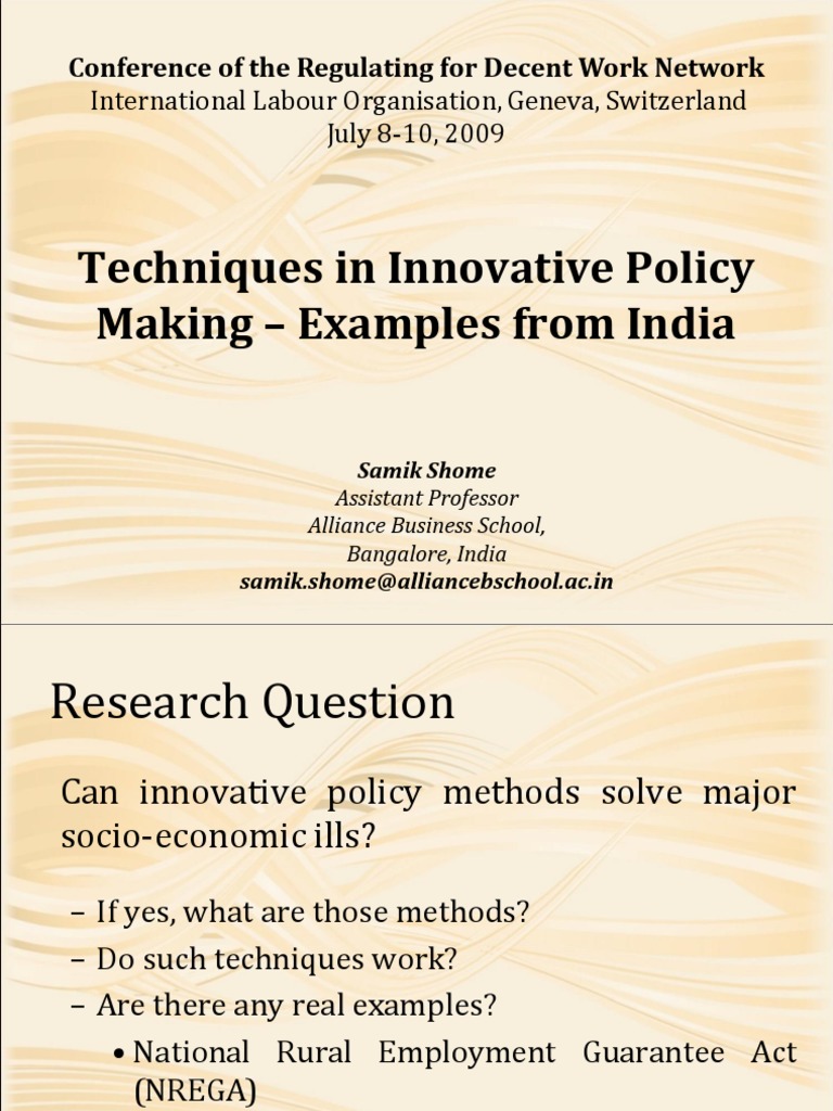 Techniques in Innovative Policy Making - Examples From India | PDF ...