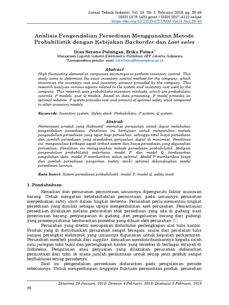 Analisis Pengendalian Persediaan Menggunakan Metode | PDF | Bisnis | Pengelolaan Keuangan & Uang