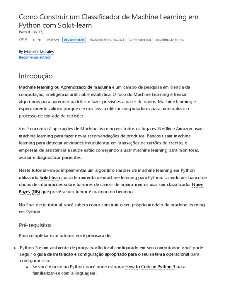 Como Construir Um Classificador de Machine Learning em Python Com ... Como Construir Um Classificador de Machine Learning em Python Com ...