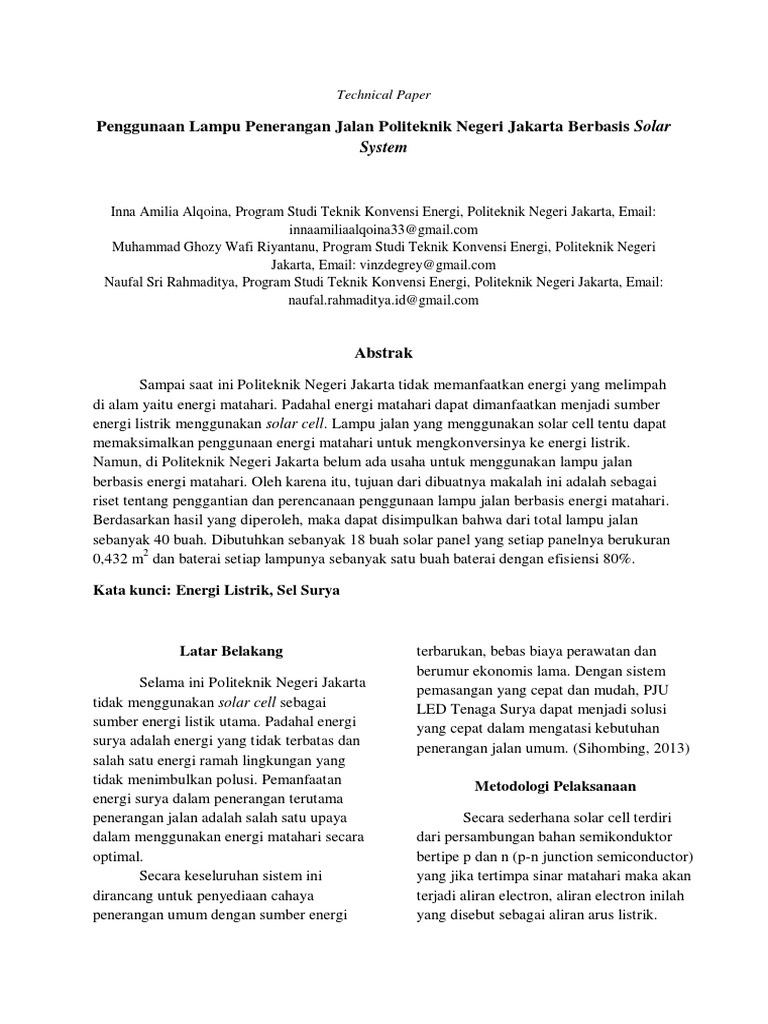 Contoh Laporan Solar Cell | PDF