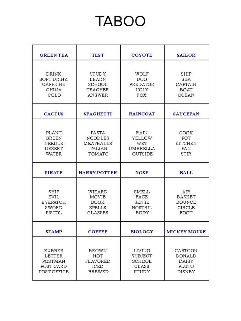 Taboo Pre-Intermediate To Upper-Intermediate | Download Free PDF | Drink | Hamburgers