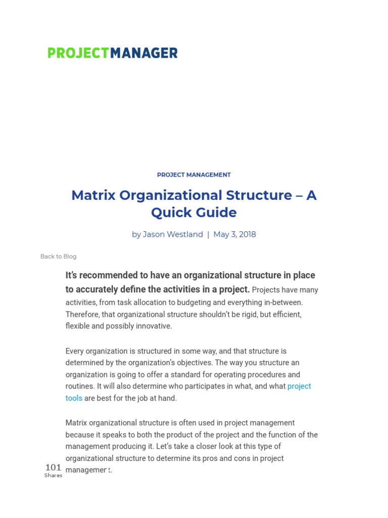 Matrix Organizational Structure - A Quick Guide | PDF | Organizational ...