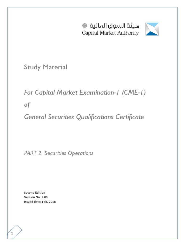 CME-1 Study Material for Securities Operations | PDF | Order (Exchange ...