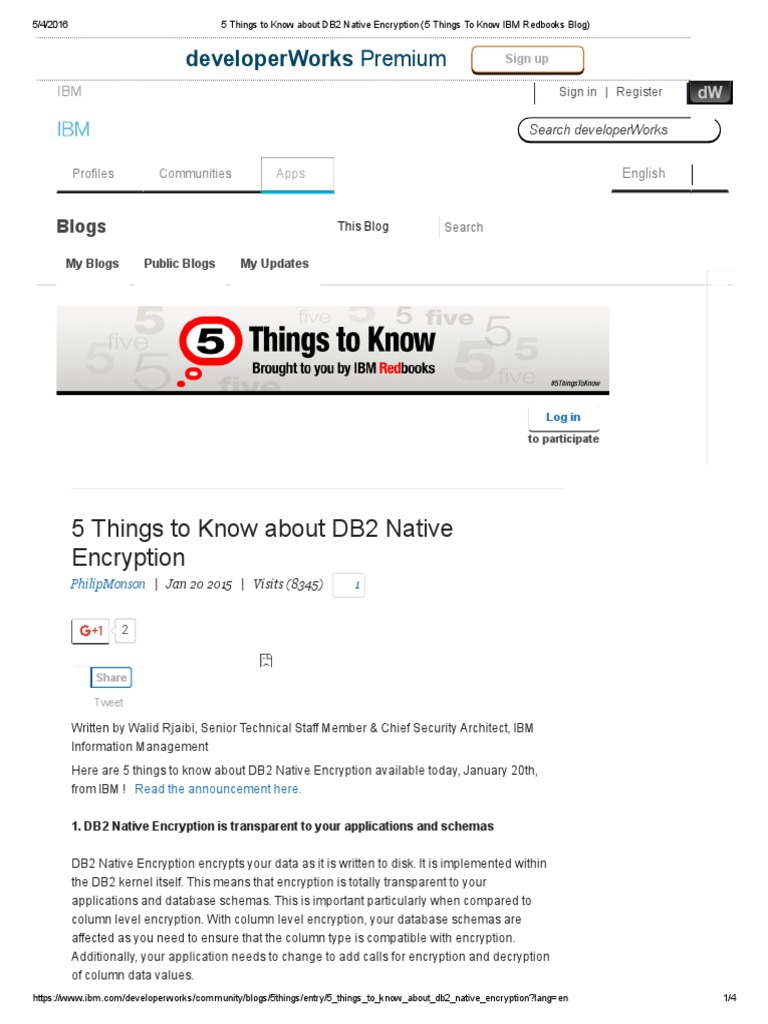 5 Things To Know About DB2 Native Encryption | PDF | Cryptography | Databases