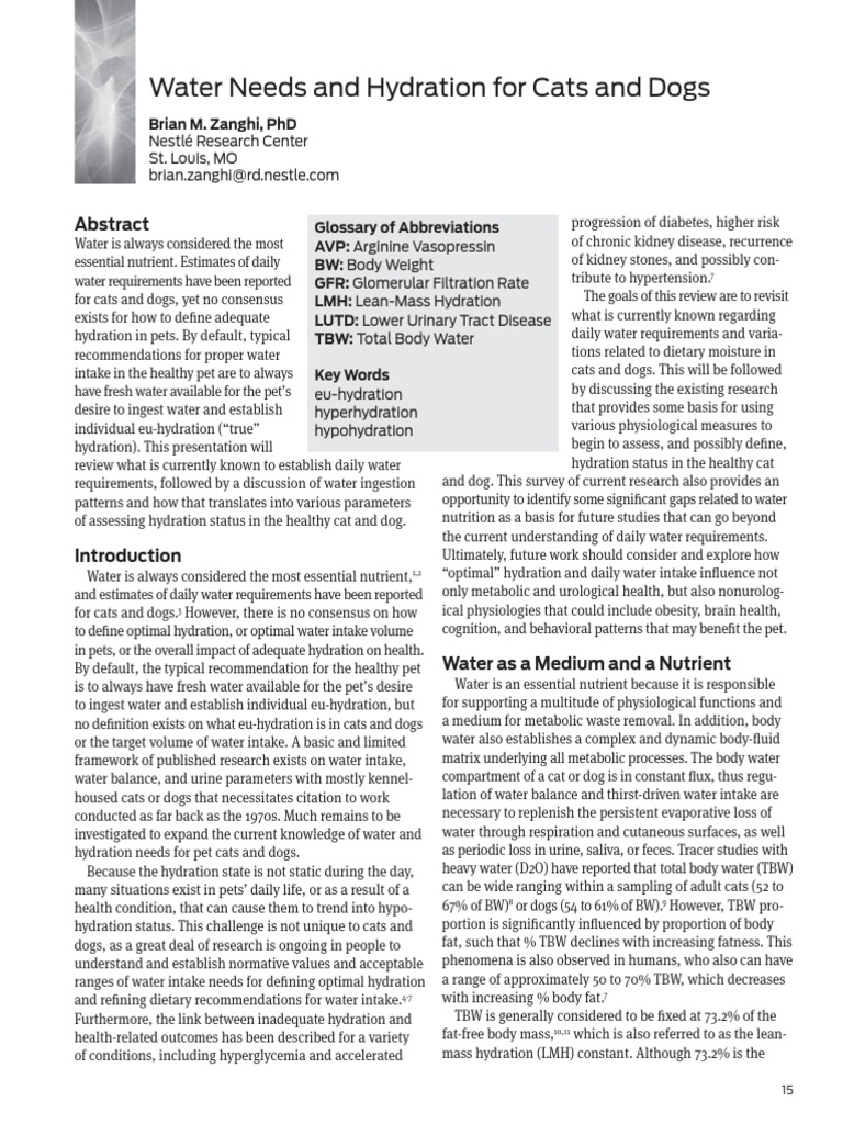 Assessing Hydration Status in Cats and Dogs: A Review of Current ...