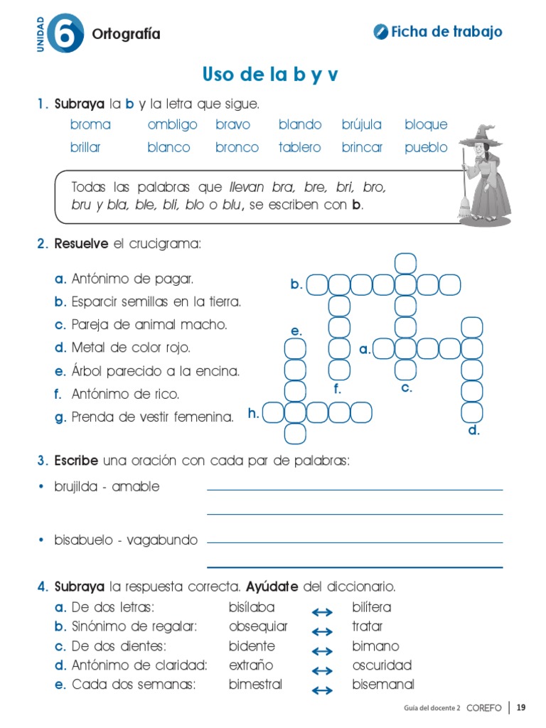 2018 Com2p U6 Ficha Ortografia Uso de La B y V | PDF | Artes del ...