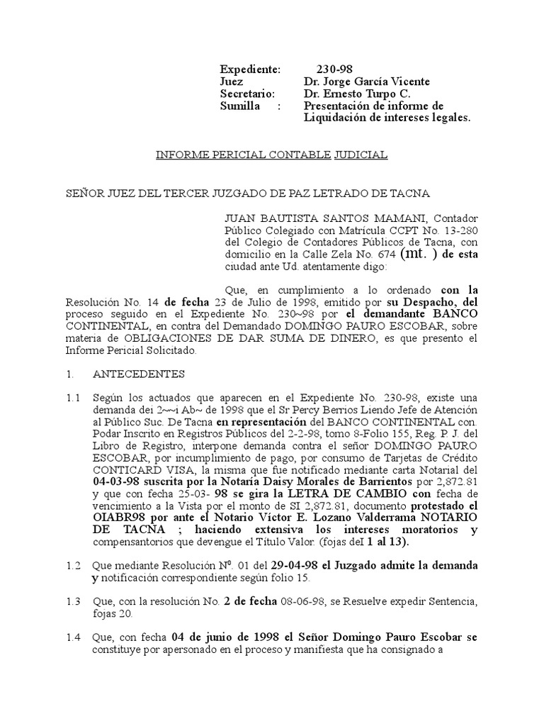 Informe Pericial Bancos Pagaré