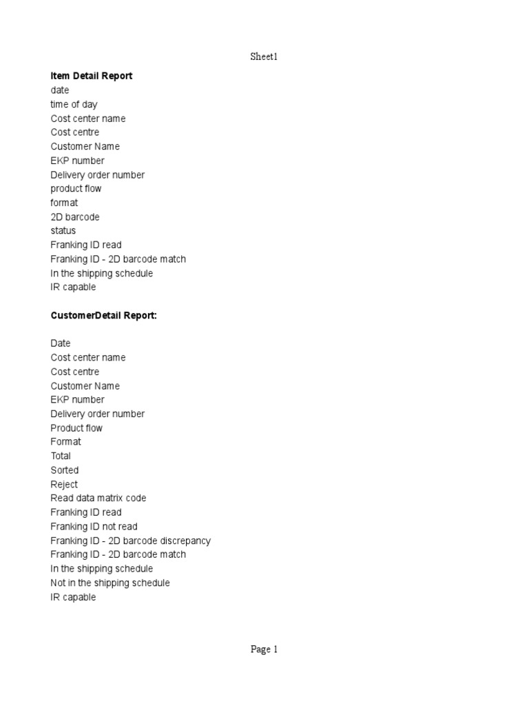 Reports Field Mapping | PDF