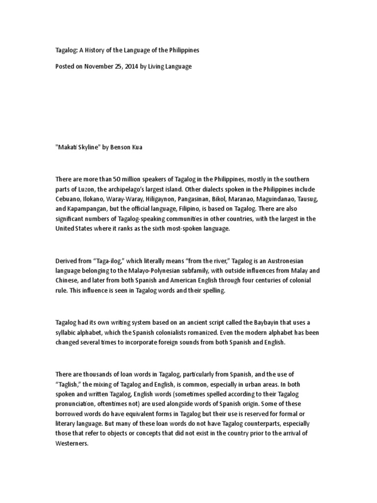 History of Filipino Language | PDF | Tagalog Language | Languages