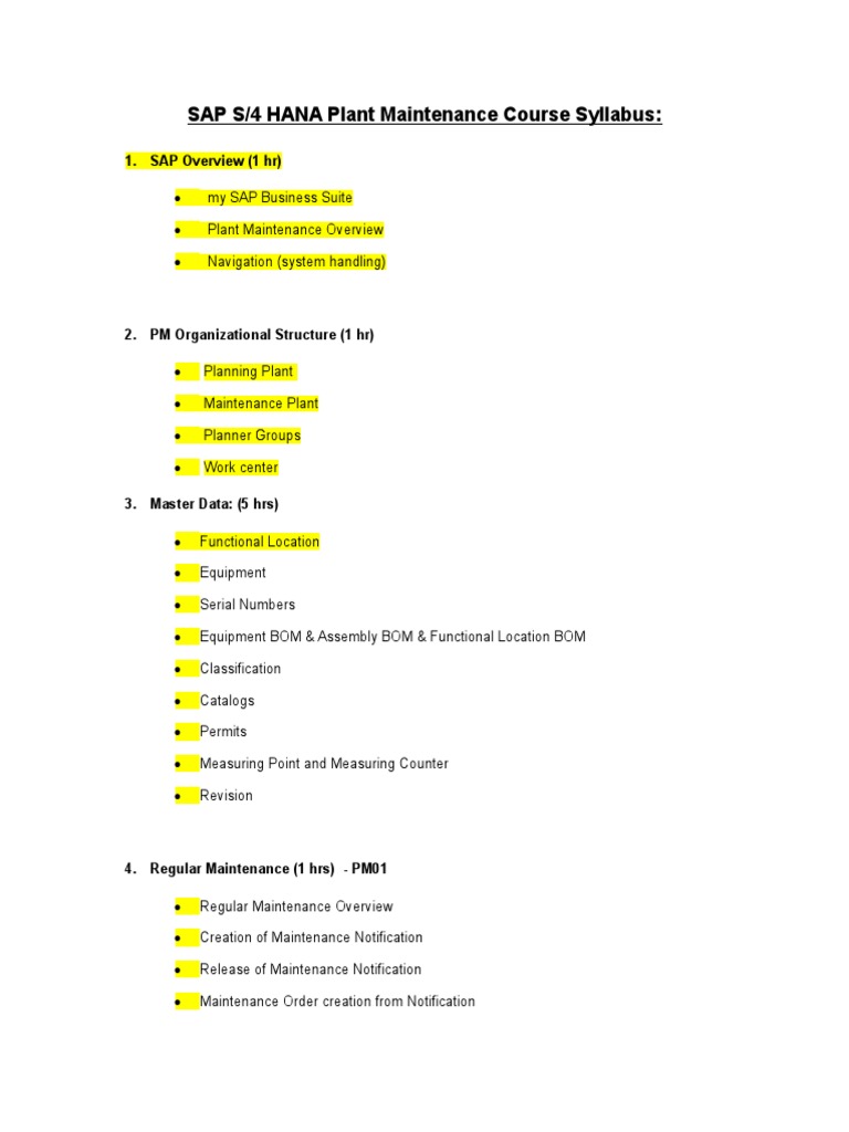 SAP PM Course Syllabus | PDF | Human Resources | Computing