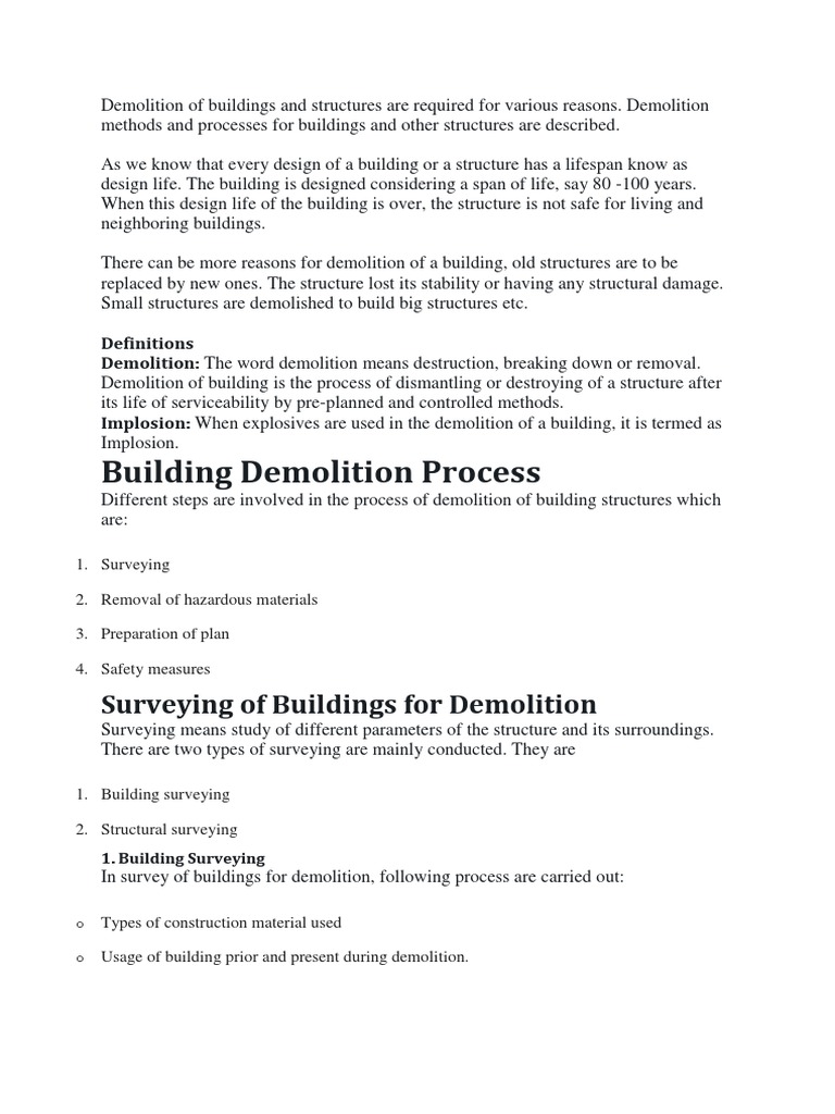 Demolition of Buildings and Structures | PDF | Demolition | Economic ...