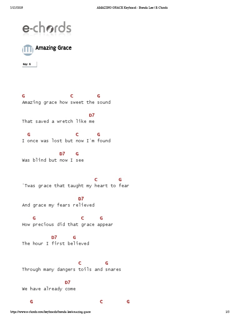 Amazing Grace Amazing Grace: Key: Key: G G | PDF | Amazing Grace