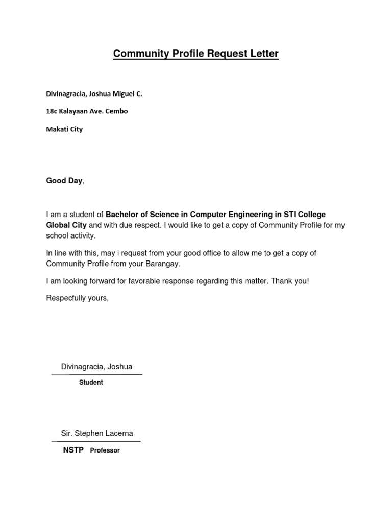 Community Profile Request Letter | PDF | Career & Growth | Social Science