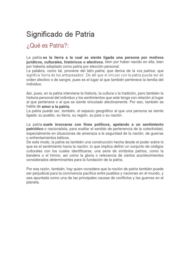 Significado de Patria | PDF