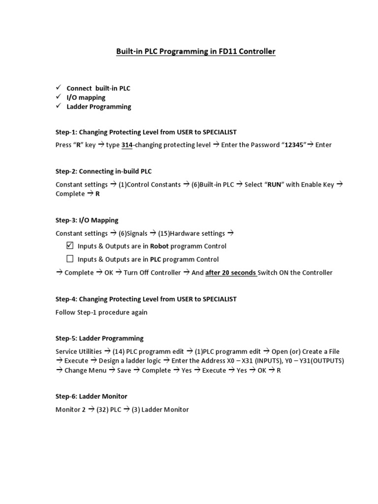 Built-In PLC Programming in FD11 Controller: Step-1: Changing ...