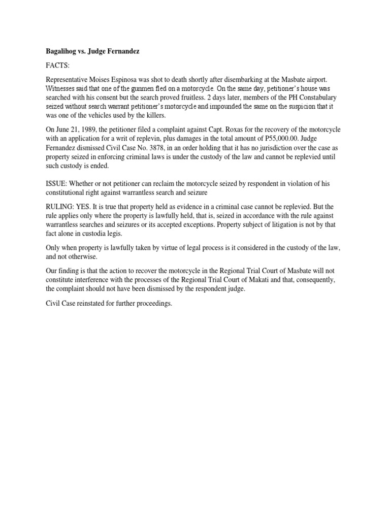 Bagalihog Vs Judge Fernandez | PDF | Finance & Money Management