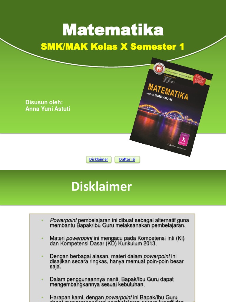 Power Point PR Matematika SMK 10A Ed. 2019 | PDF | Sains & Matematika