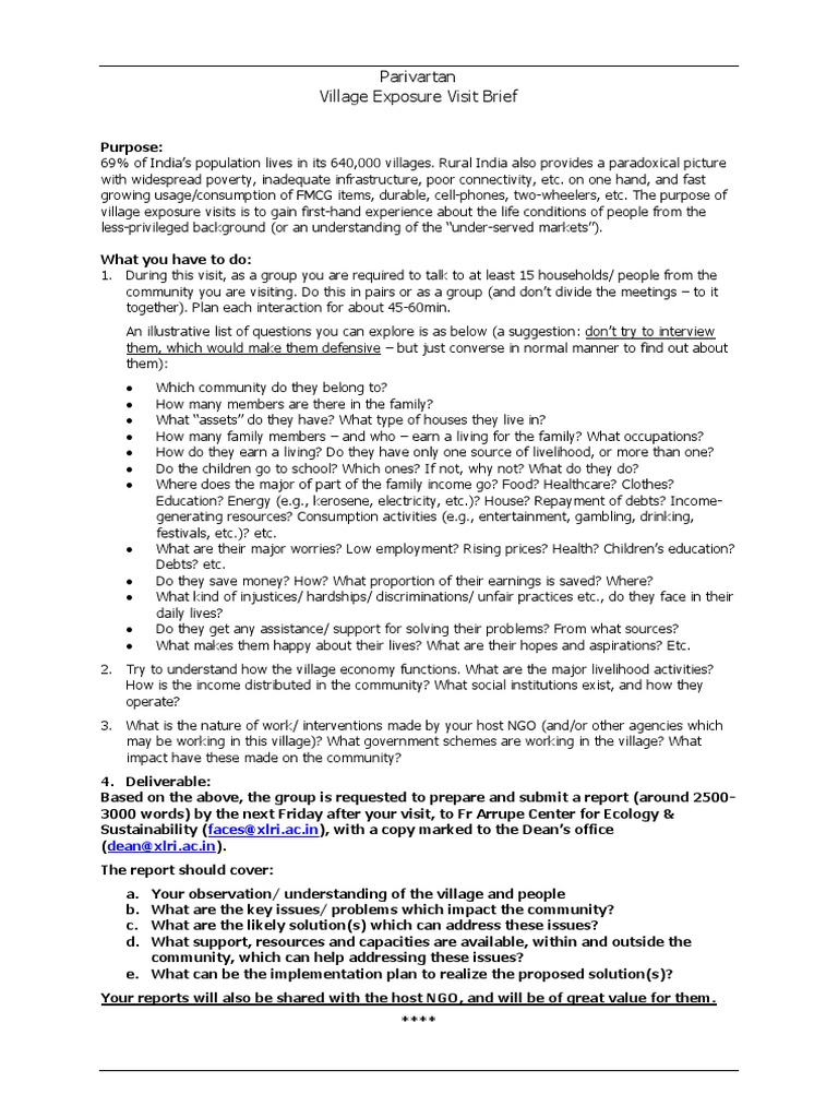 Rural Immersion Program Brief | PDF | Resource | Sustainability