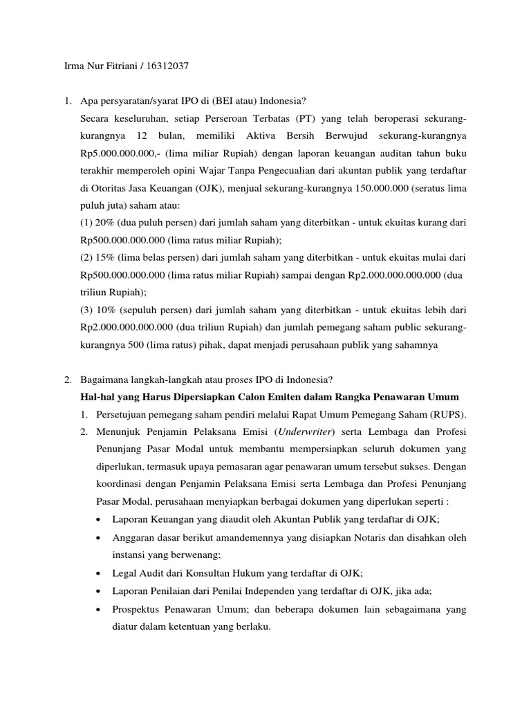 IPO (Initial Public Offering) Dan Right Issue | PDF