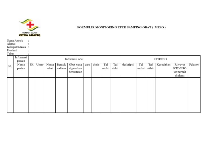 Formulir Monitoring Efek Samping Obat | PDF