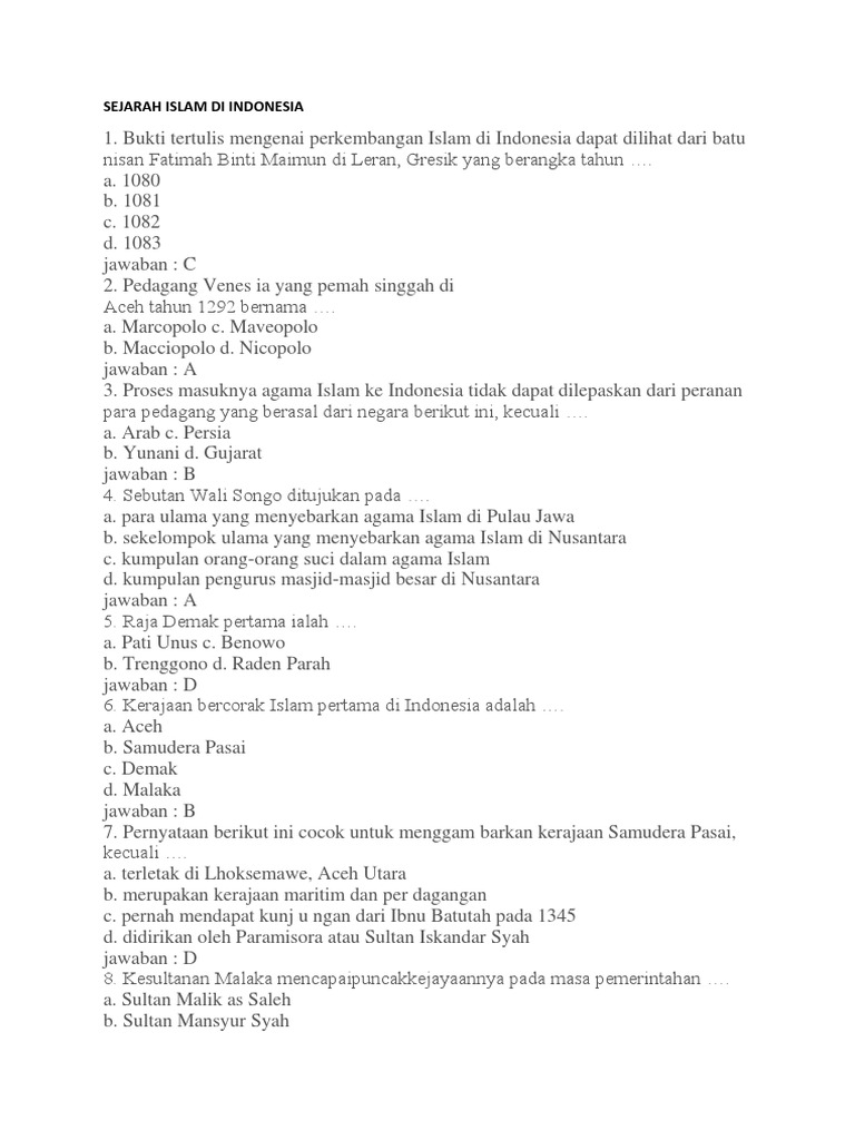 Sejarah Islam Di Indonesia | PDF