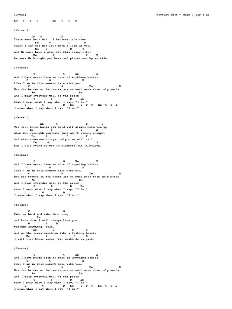 Matthew West When I Say | PDF | Song Structure