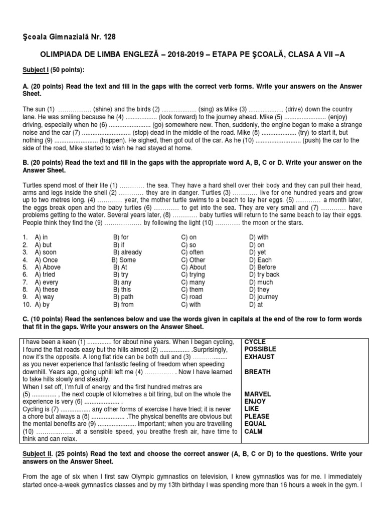 Subiecte Olimpiada | PDF