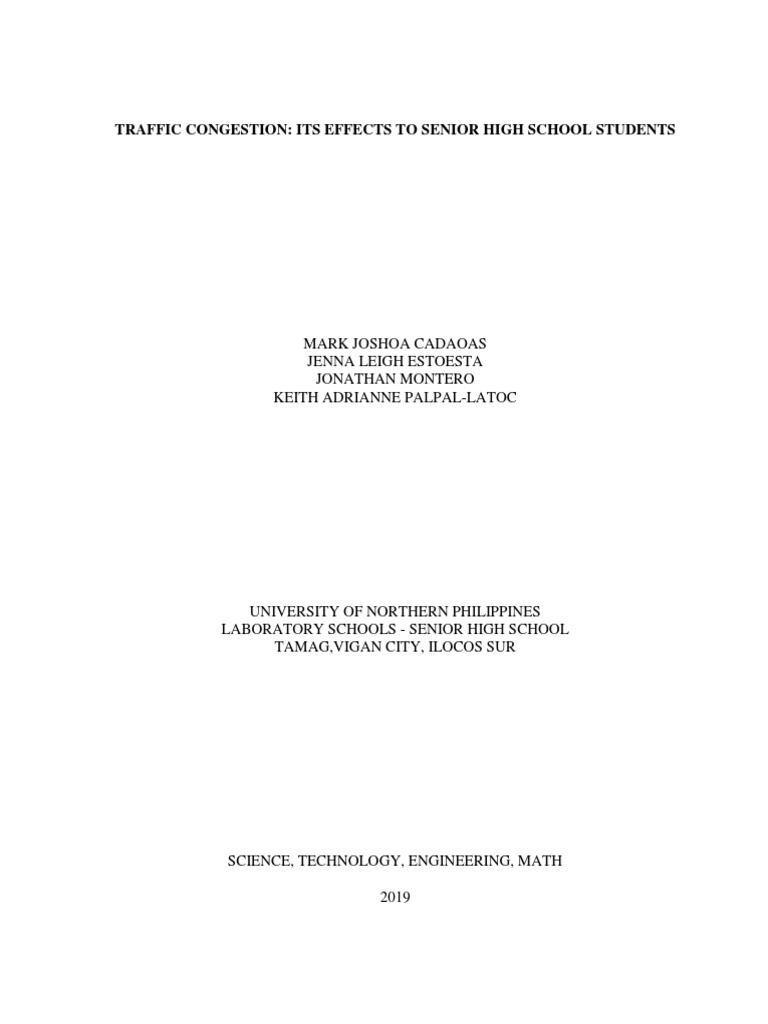Effects of Traffic on Senior High Students | PDF | Traffic Congestion ...