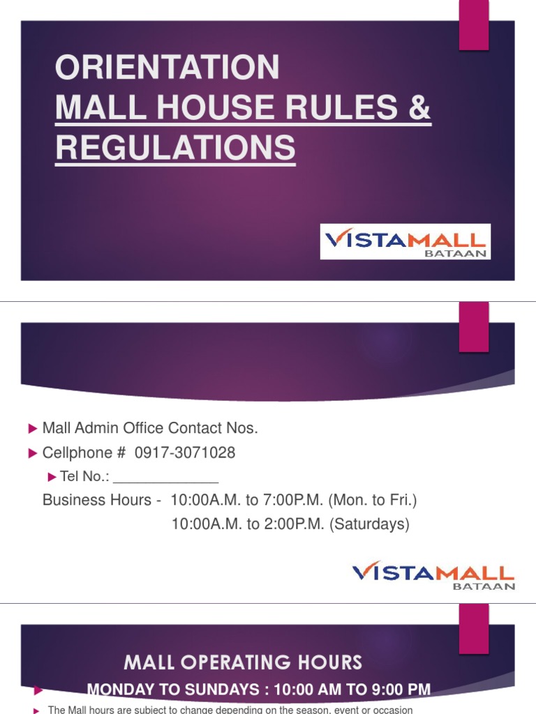 Mall Rules & Regulations Guide | PDF | Security Guard | Lease