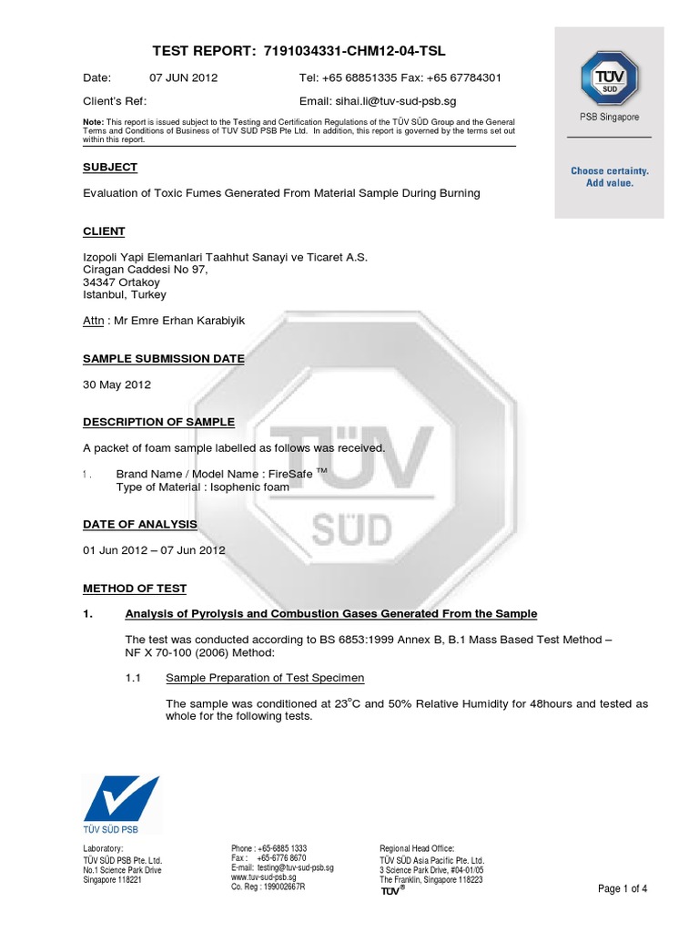 TEST REPORT: 7191034331-CHM12-04-TSL: Subject | PDF | Carbon | Sulfur ...