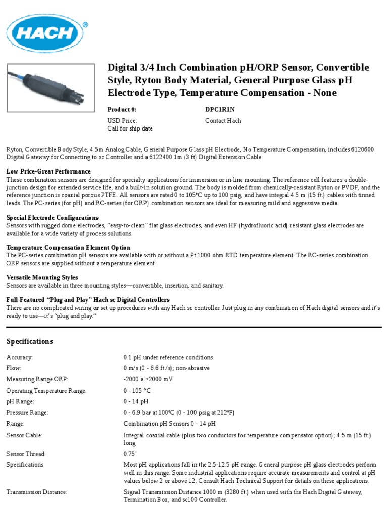 DPC1R1N PH Meter Hach | PDF | Coaxial Cable | Ph