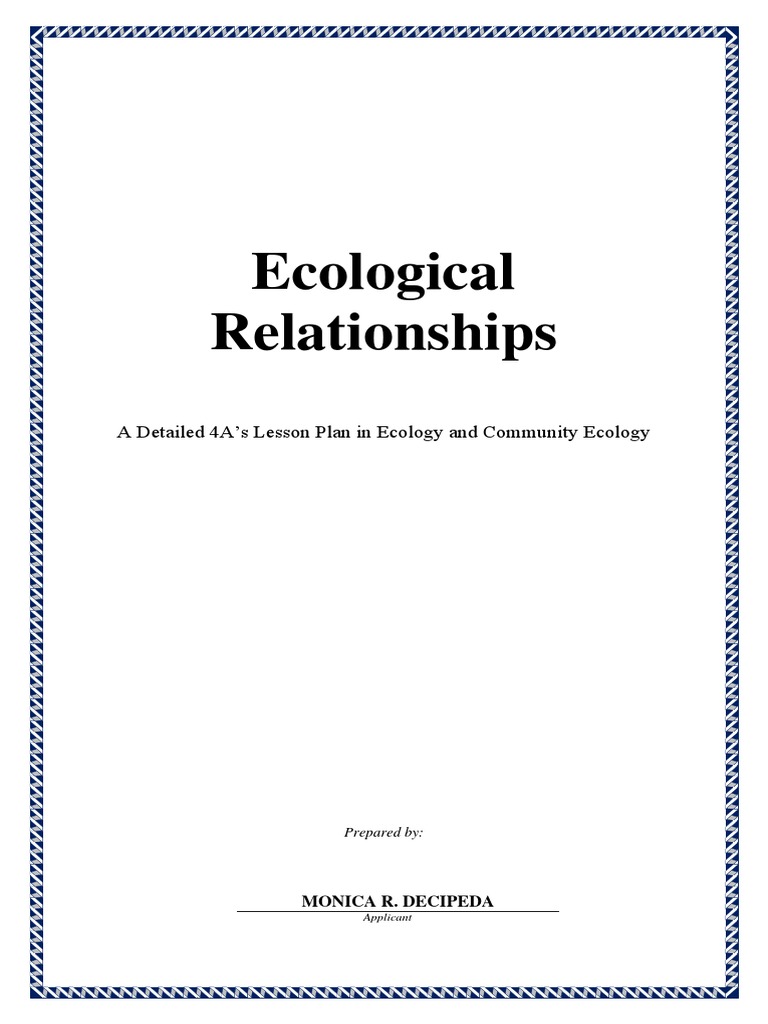 Ecological Relationships Lesson Plan | PDF | Symbiosis | Parasitism