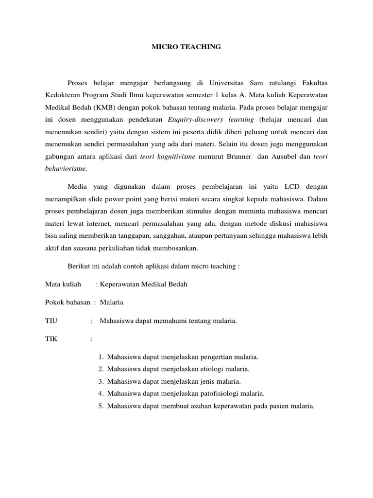 Contoh PPT Micro Teaching Malaria | PDF | Karier & Perkembangan ...