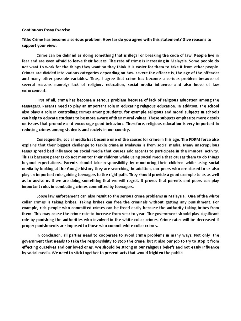 Continuous Essay Exercise | PDF | Crime & Violence | Crime Thriller