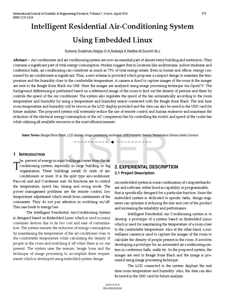 Ijser: Intelligent Residential Air-Conditioning System Using Embedded ...