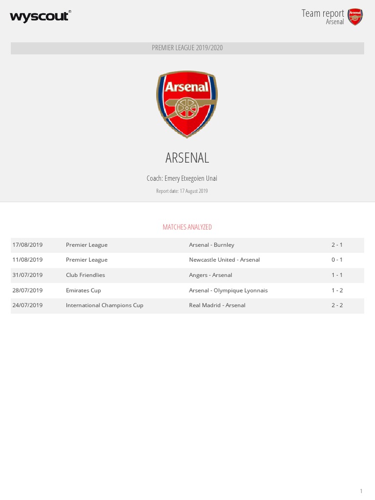 Arsenal: PREMIER LEAGUE 2019/2020 | PDF | Arsenal F.C. | La Liga