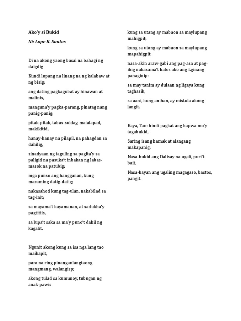 Ako'y Si Bukid | PDF