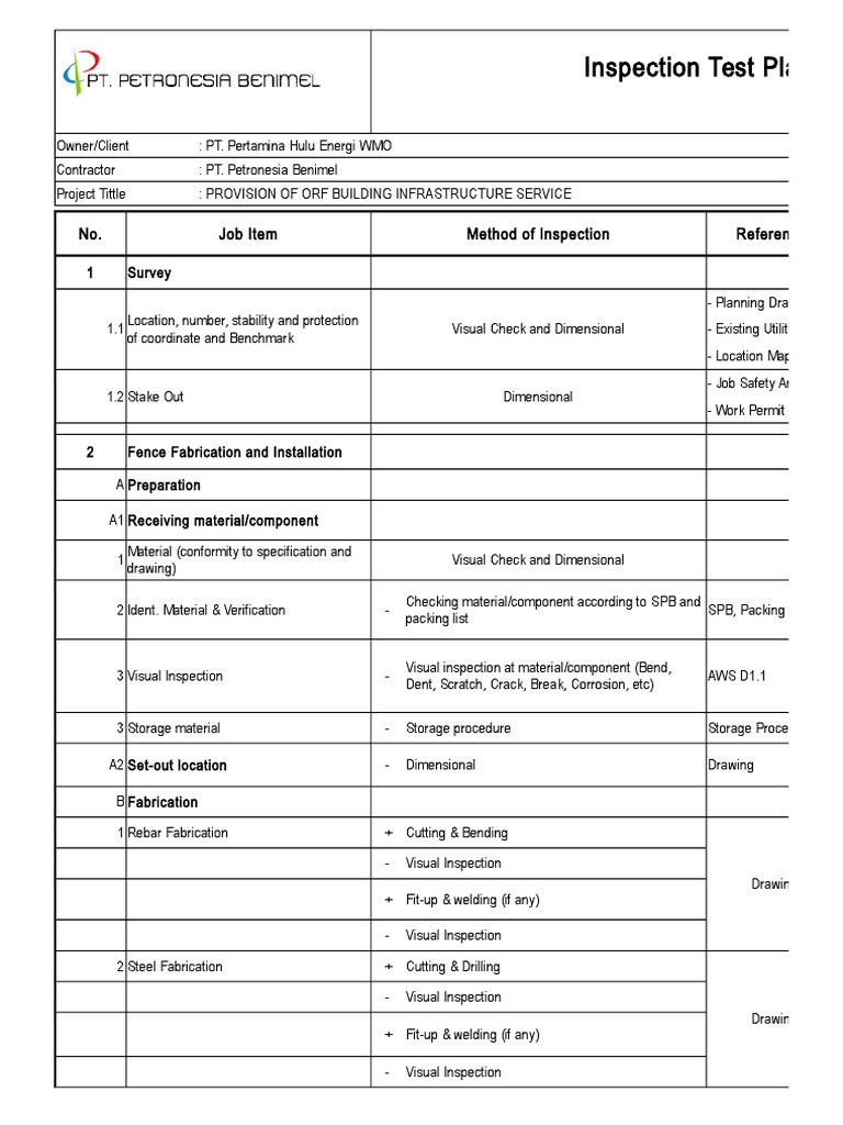 ITP .xlsx | Concrete | Construction Aggregate | Free 30-day Trial | Scribd