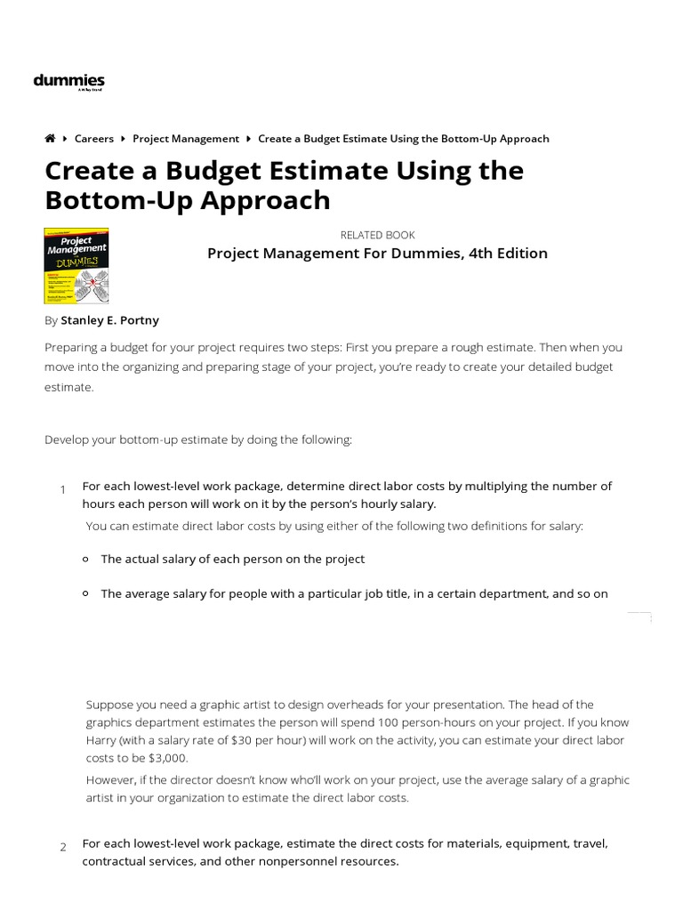 Create A Budget Estimate Using The Bottom-Up Approach | PDF | Project ...