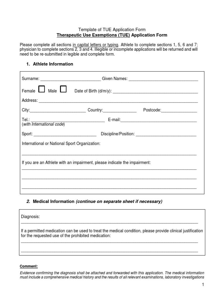 Template of TUE Application Form | Download Free PDF | Government ...