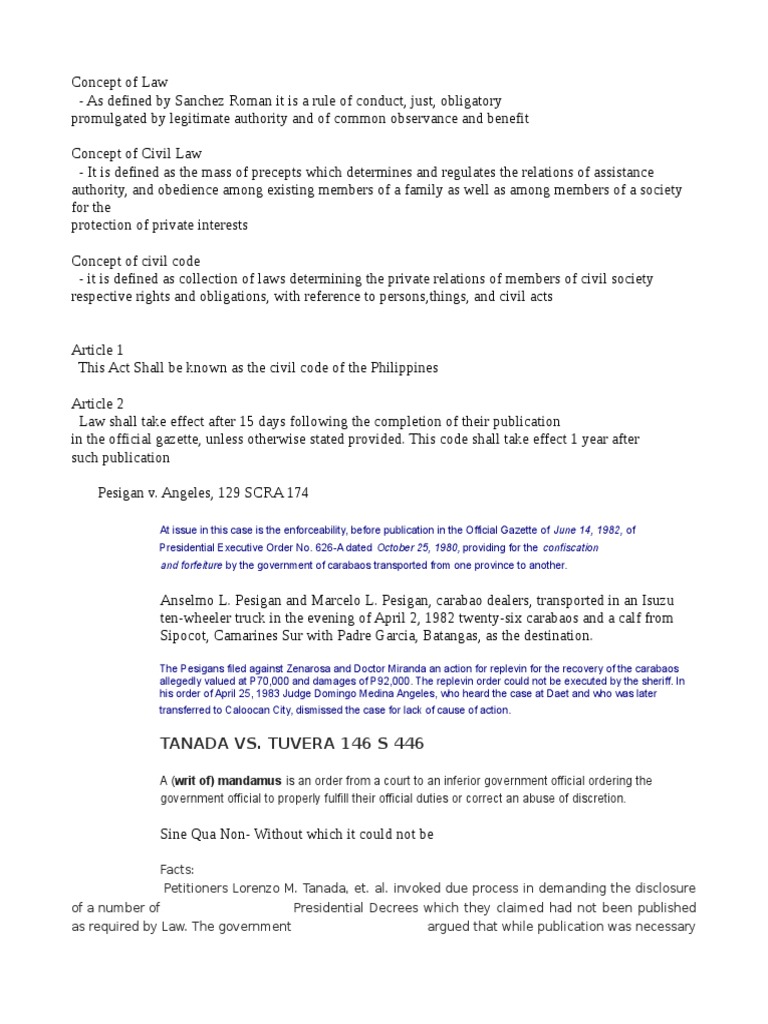Tanada vs. Tuvera 146 S 446 | PDF | Legal Concepts | Legal Procedure
