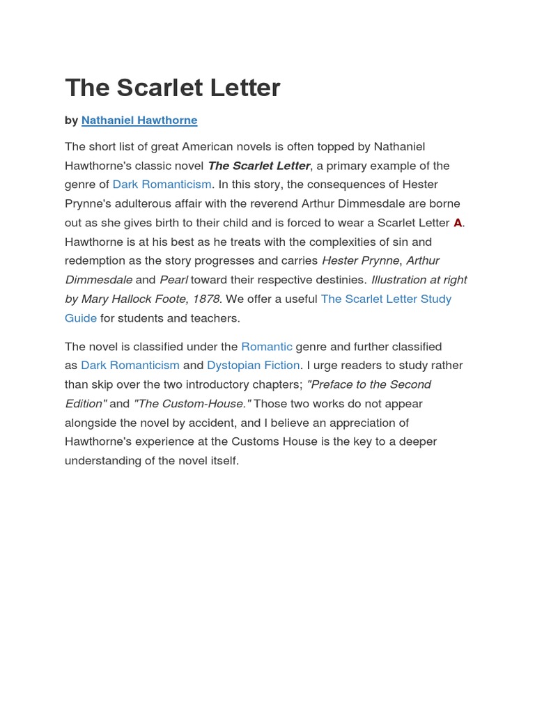 The Scarlet Letter: Dark Romanticism | PDF