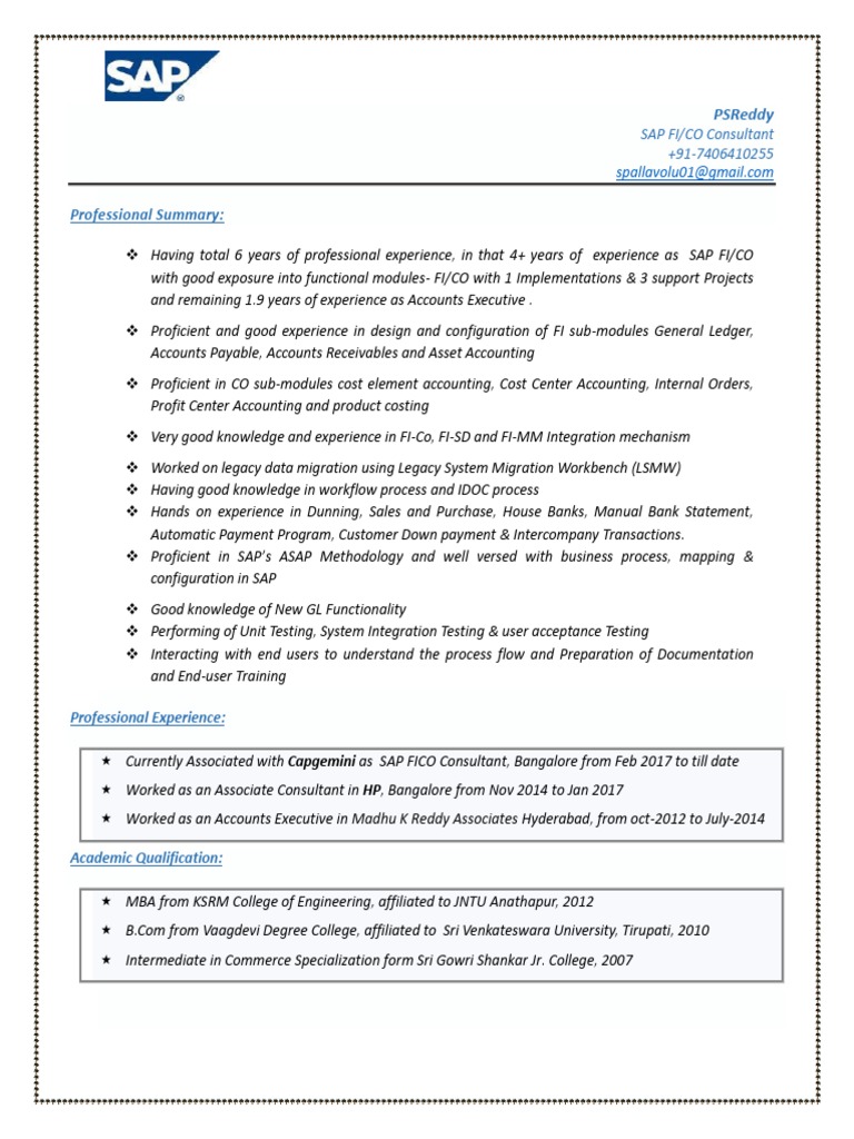 Important Fico Profile | PDF | Business Process | Sap Se