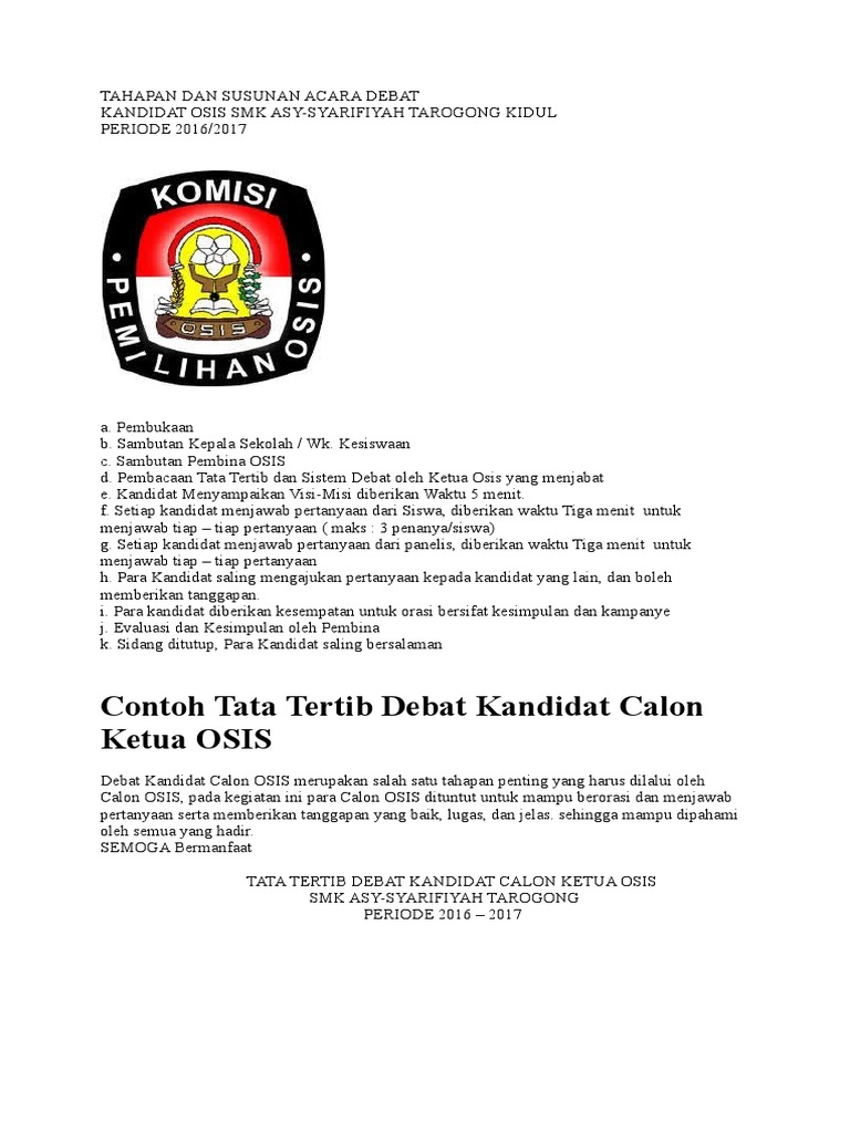 Tahapan Dan Susunan Acara Debat | PDF | Karier & Perkembangan | Perjalanan